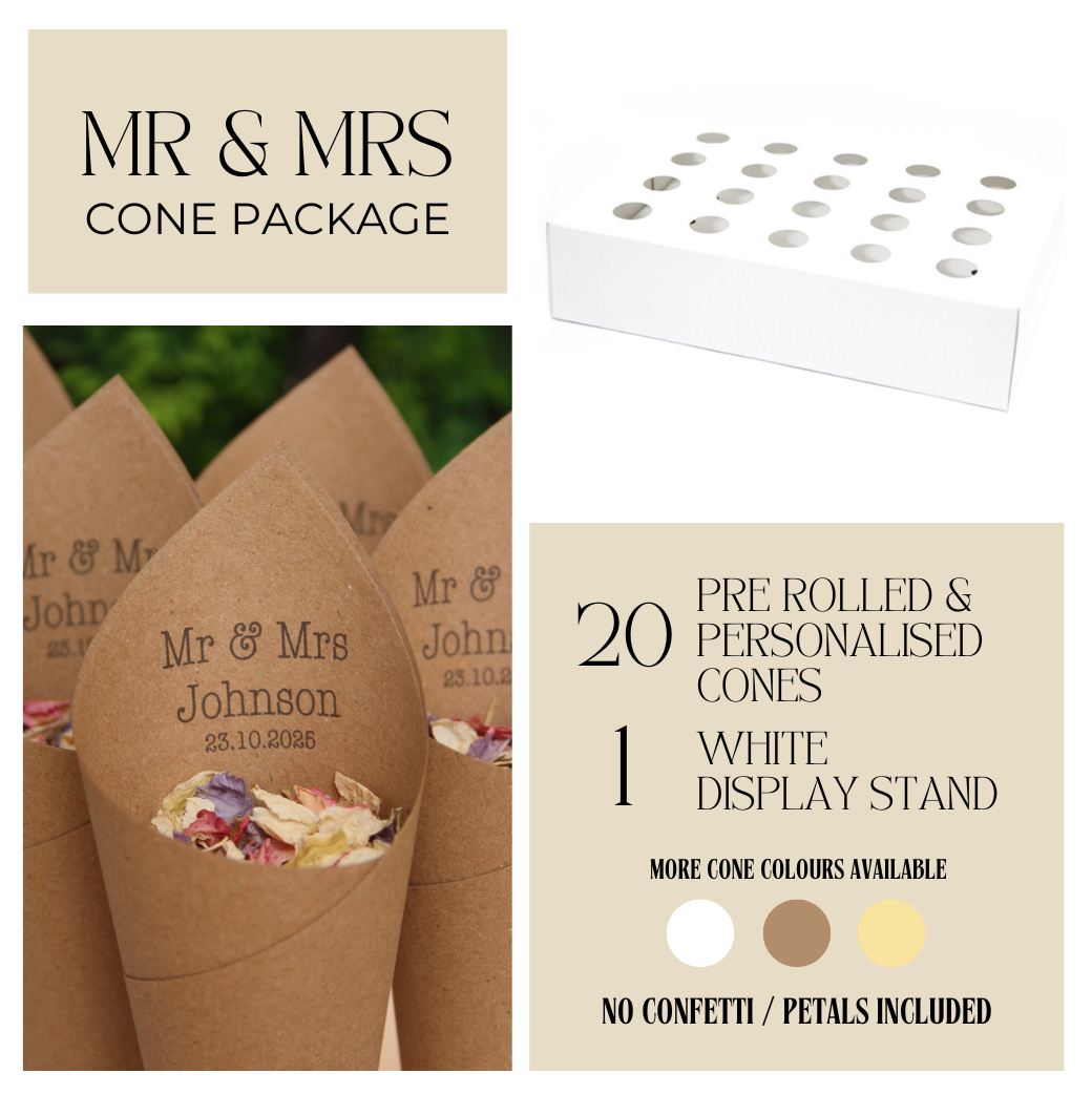 Mr & Mrs Confetti Cones